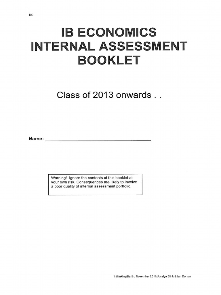 IB Economics Internal Assessment - Booklet | PDF