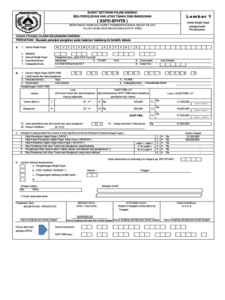 Panduan SSPD BPHTB dan PBB | PDF