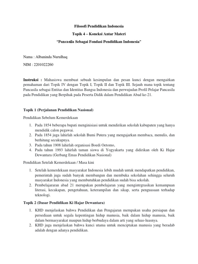 Koneksi Antar Materi T.4 FPI | PDF