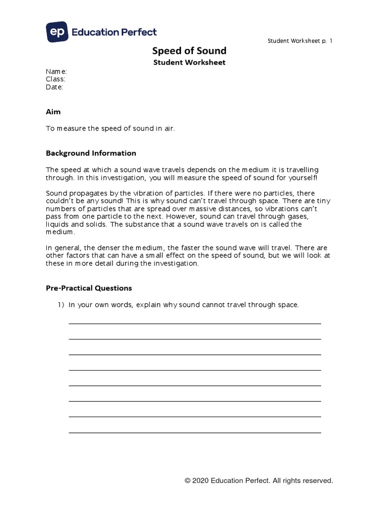 Practical MYP 4 Speed of Sound | PDF | Sound | Waves