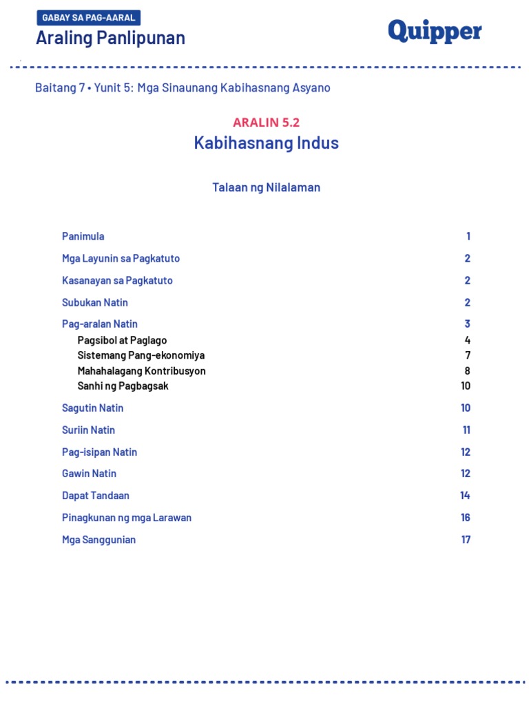 ME AP 7 Q2 0502 Kabihasnang Indus A SG | PDF