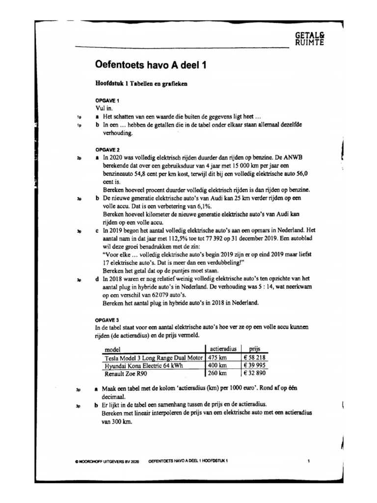 Oefentoets Havo A Deel 1 | PDF