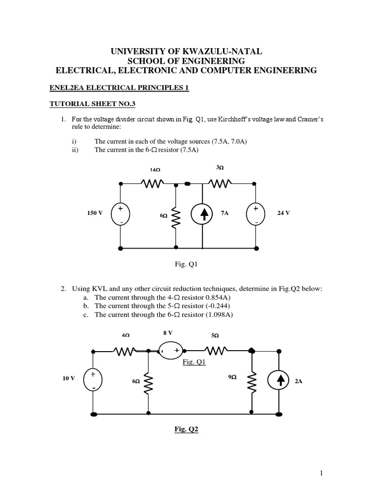 Electrical Principles 1 Tutorial Solutions | PDF | Electrical Network | Electronic Circuits