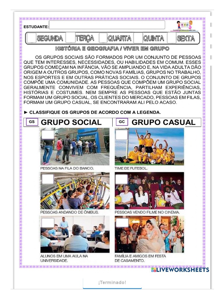Ejercicio de Viver em Grupo | PDF
