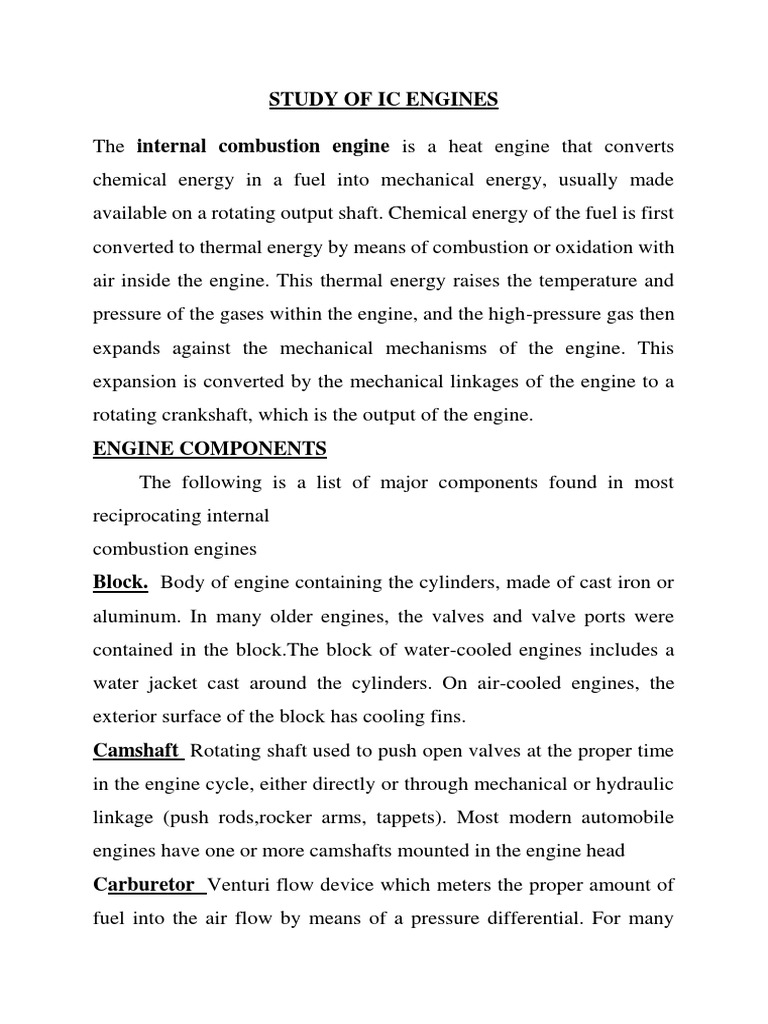 Internal Combustion Engine Overview | PDF | Internal Combustion Engine ...