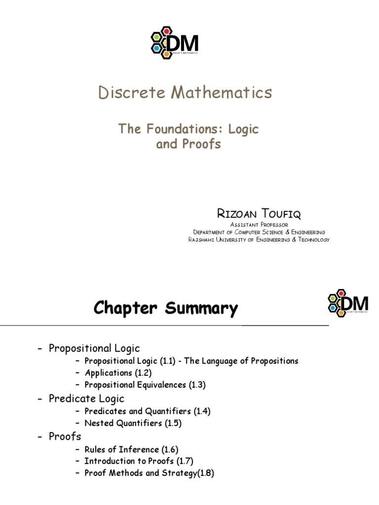 CSE Discrete Math Slide Lecture 01 | PDF | If And Only If | Logic