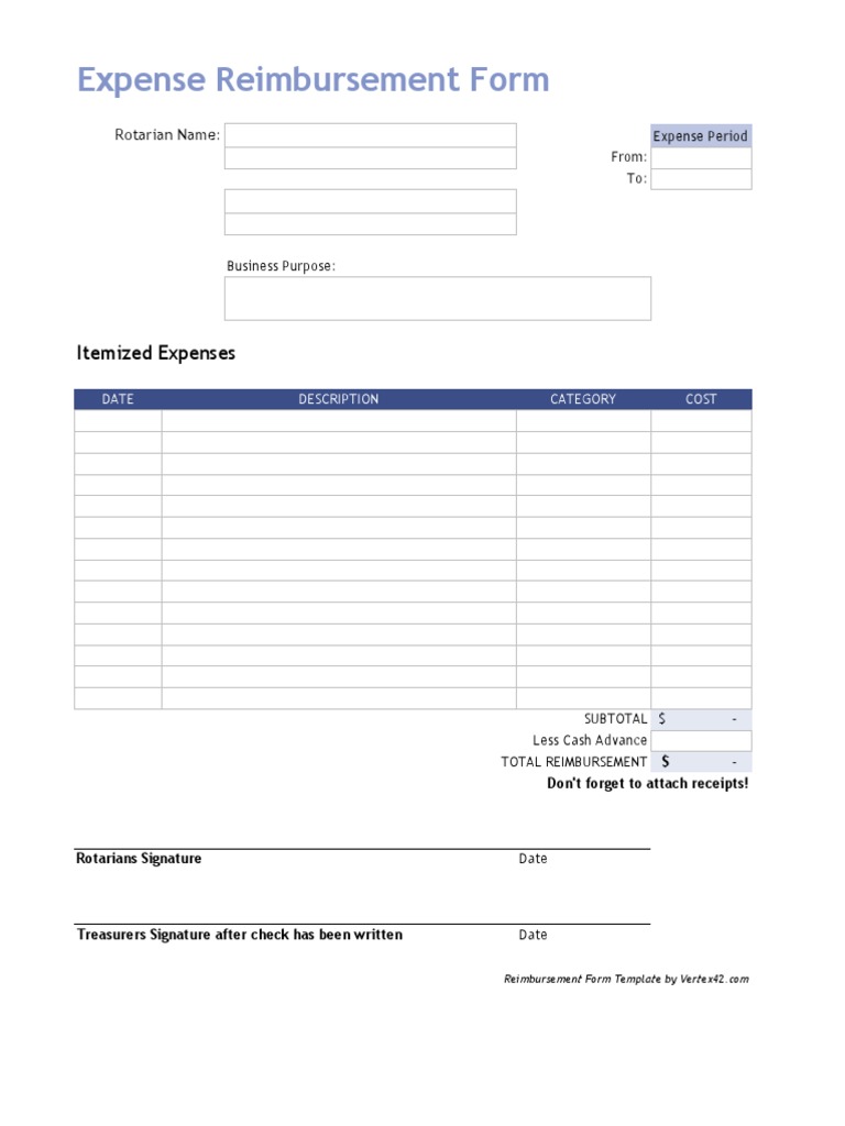 Expense Reimbursement Form | PDF | Printer (Computing) | Copyright