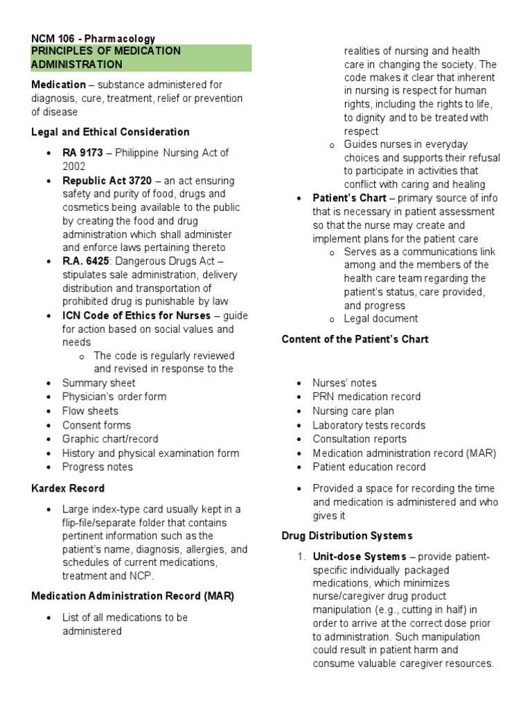 Principles of Medication Administration | PDF | Intravenous Therapy ...