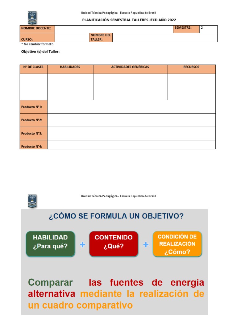 Planificacion de Taller JEC | PDF