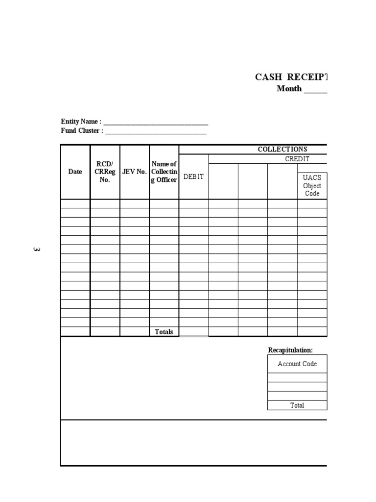 Cash Receipt Journal Template | PDF