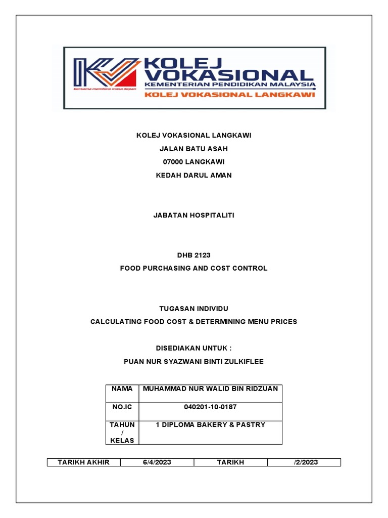 Tugasan Individu - Kawalan Kos | PDF
