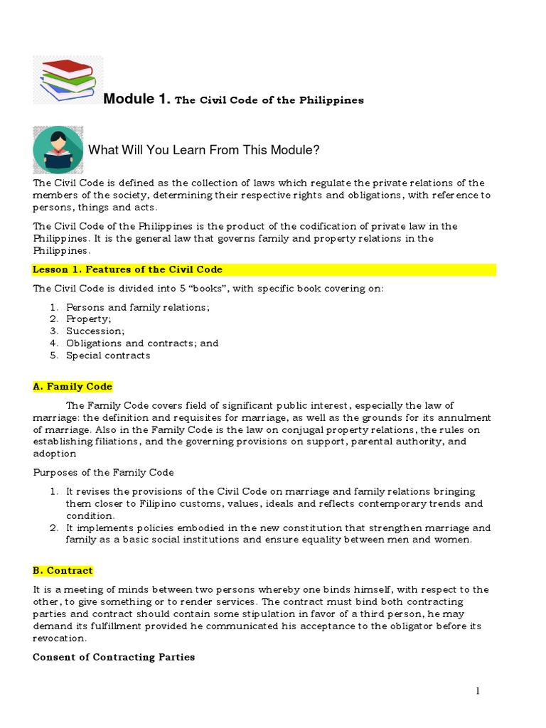 An Overview of Key Concepts and Principles Covered in Module 1 of the Civil Code of the ...