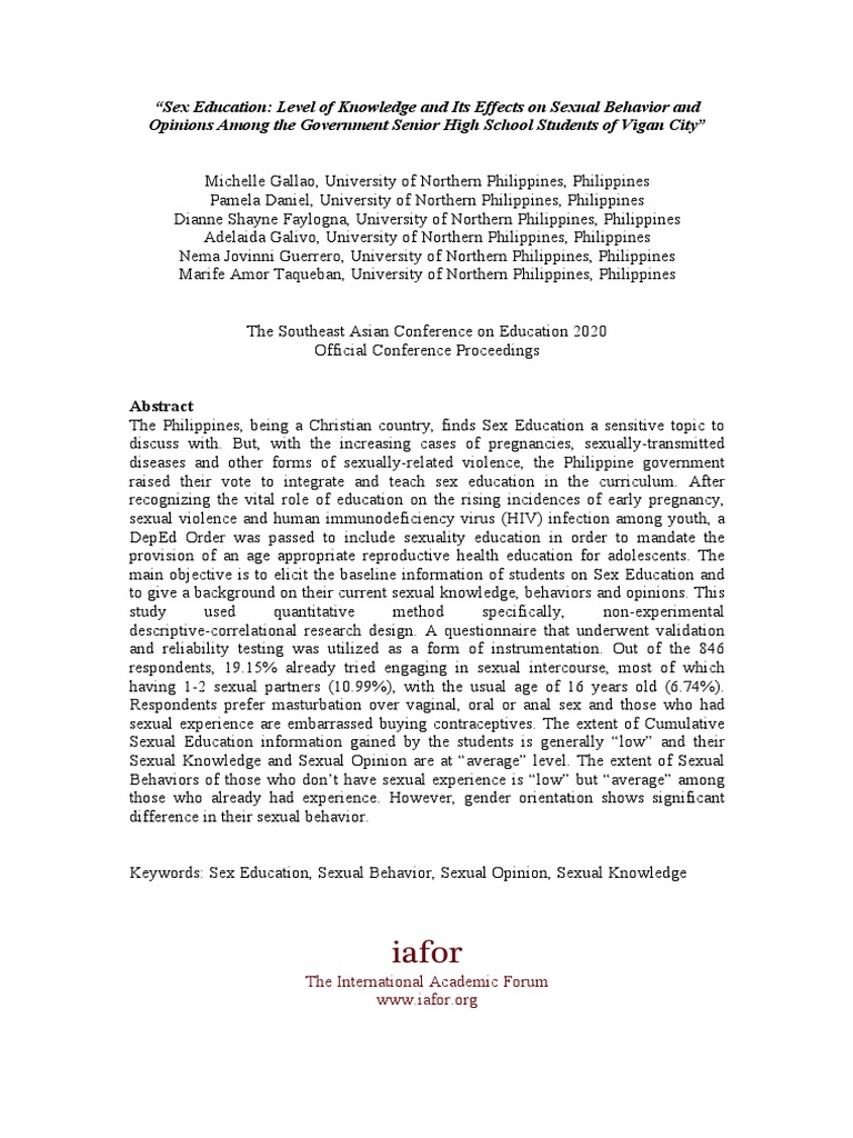 Research Ref | PDF | Sex Education | Human Sexual Activity