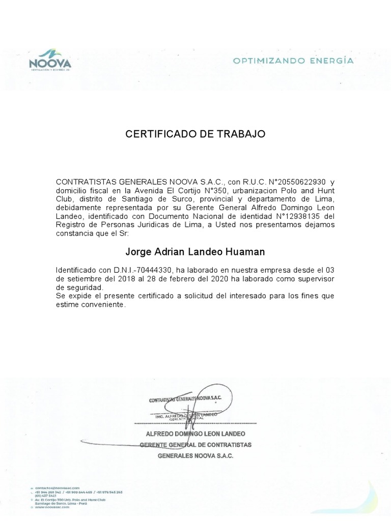 Certificado de Trabajo | PDF