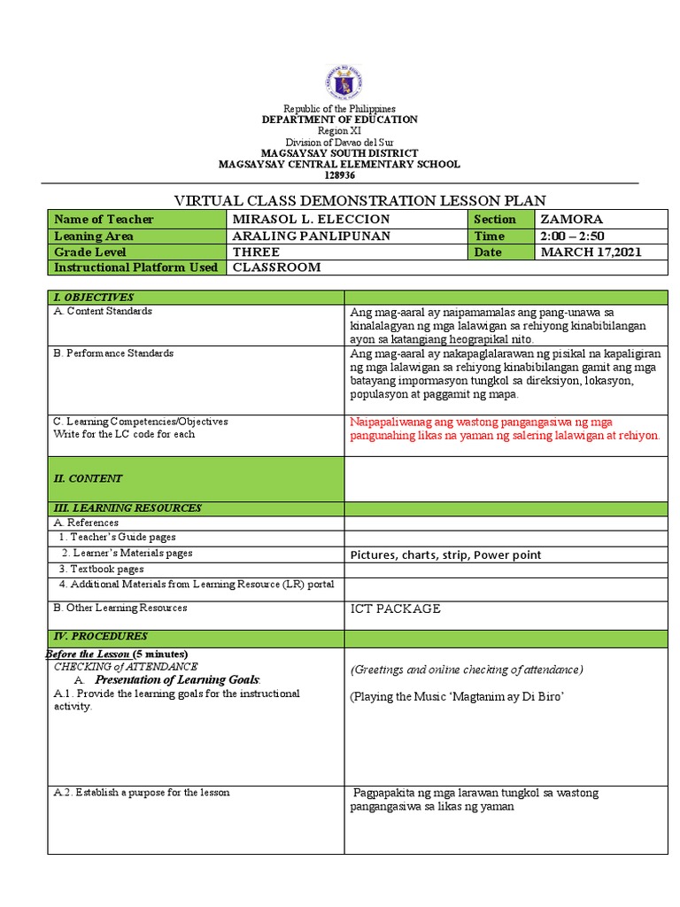 Virtual-Lesson-PLan mirasolGRADE 2 TEACHER | PDF