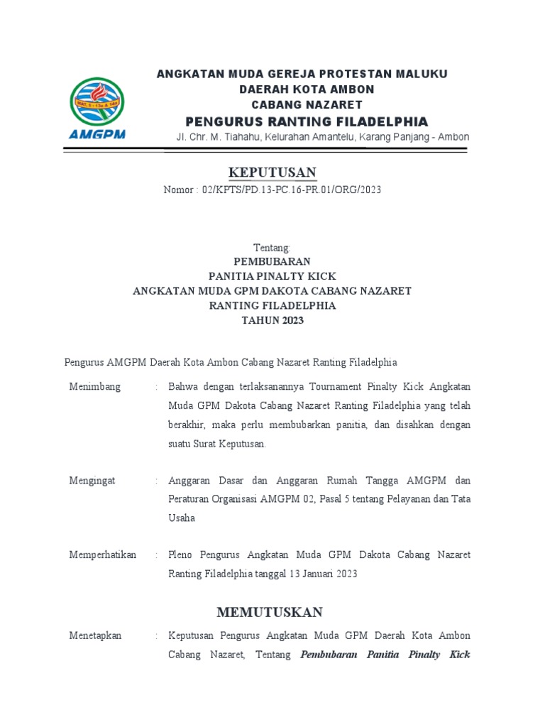 SK Pembubaran Panitia | PDF