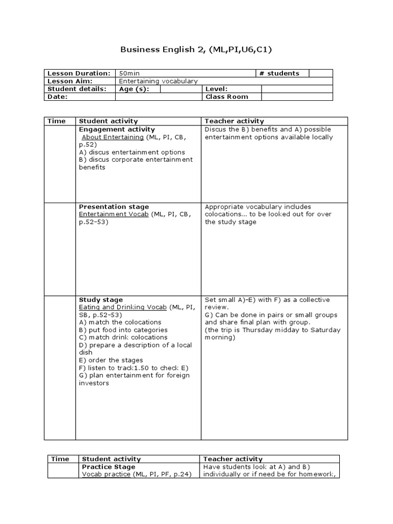 Business English: Entertainment Vocabulary Lesson | PDF