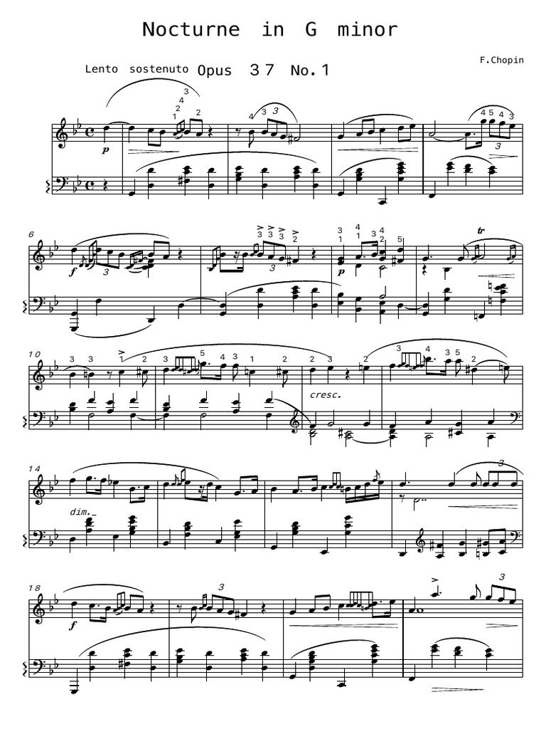 Chopin Nocturne in G Minor, Op. 37 No. 1 | PDF | Musical Compositions ...