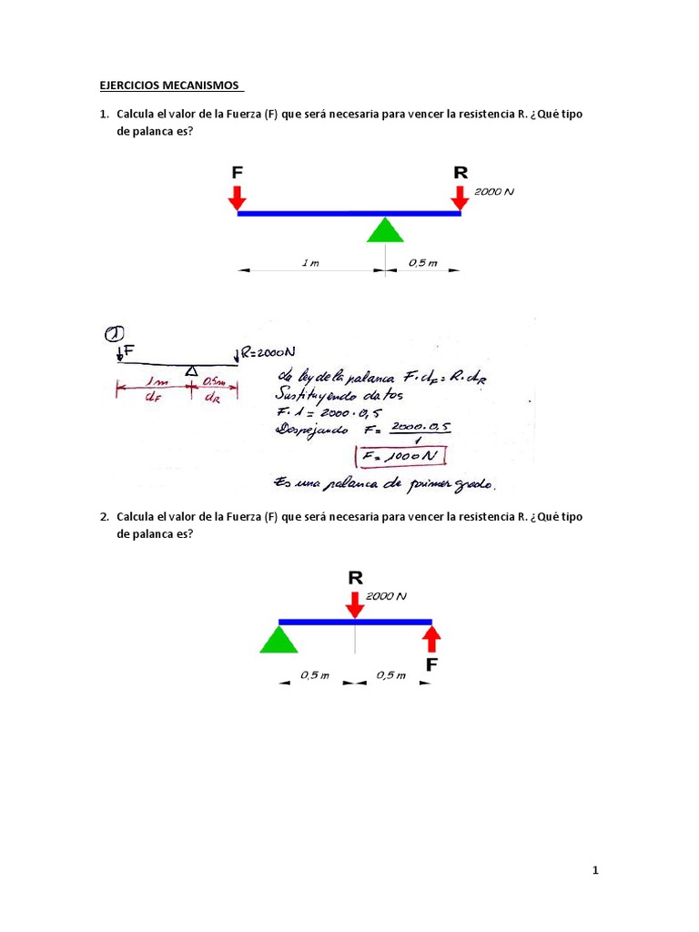 Ejercicios Resueltos de Palancas 2º ESO | PDF