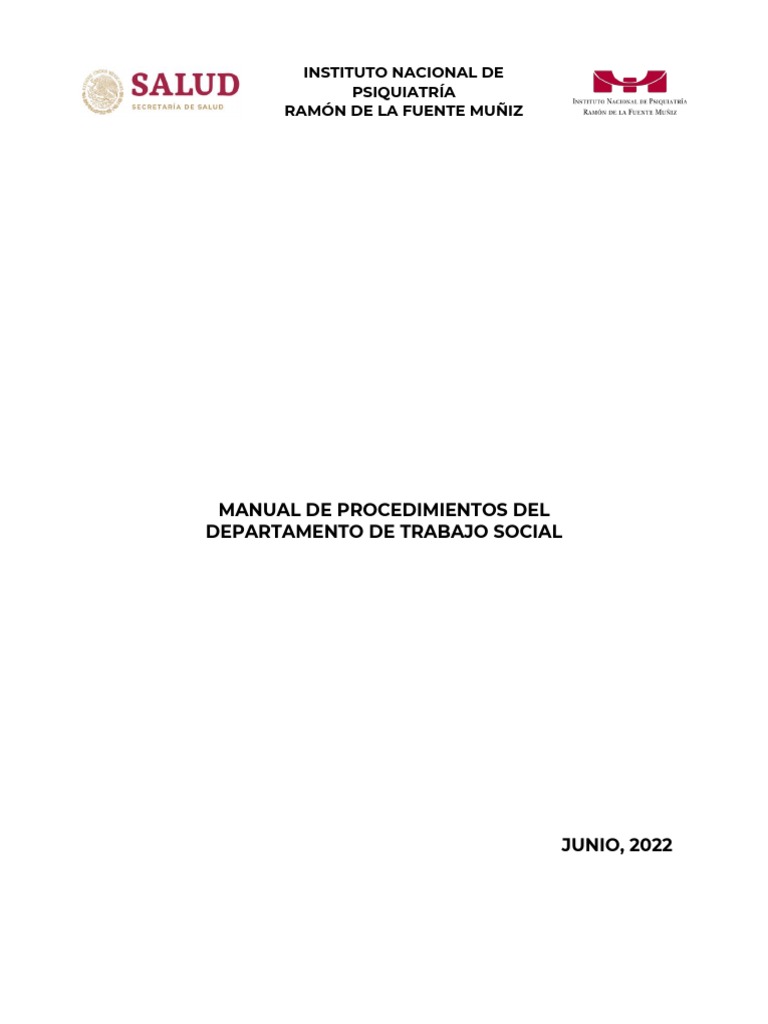 Manual de Procedimientos de Trabajo Social IMSS 2022 | PDF