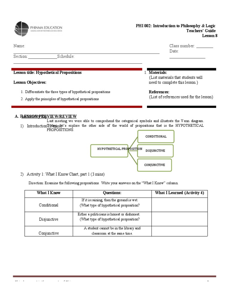 Phi002-Lesson 8 | PDF | Proposition | Logical Expressions