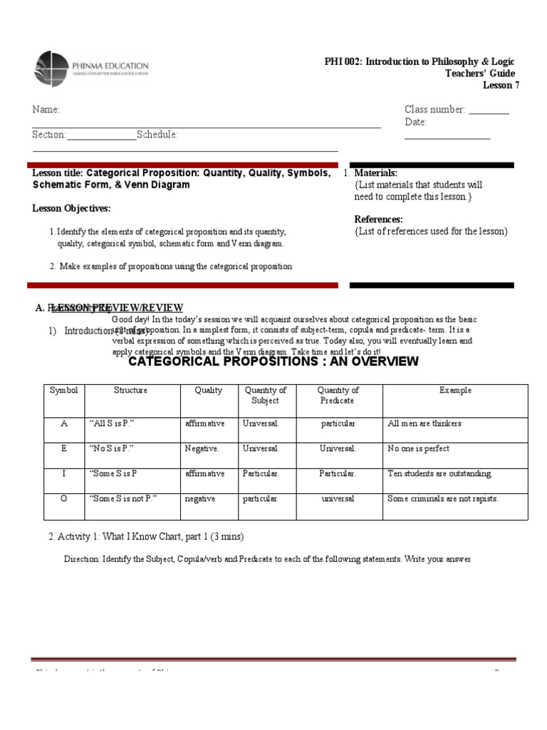 Phi002-Lesson 7 | PDF | Proposition | Logic