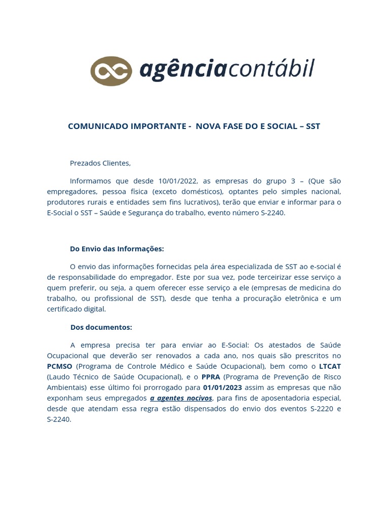 Comunicado Importante - Nova Fase Do e Social - SST | PDF | Remédio | Business