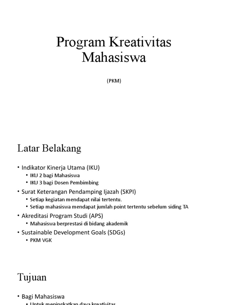 Program Kreativitas Mahasiswa (PKM) 2023 | PDF | Karier & Perkembangan ...