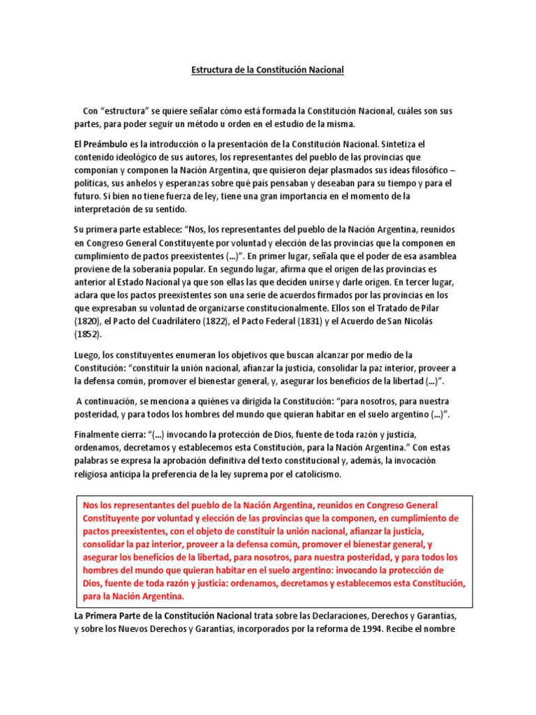 Estructura De La Constitución Nacional Pdf Constitución Estado