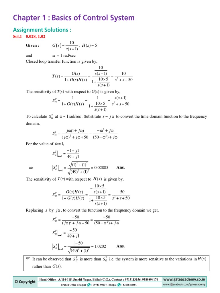 Control System Assignments | PDF | Damping | Cybernetics Control System Assignments | PDF | Damping | Cybernetics
