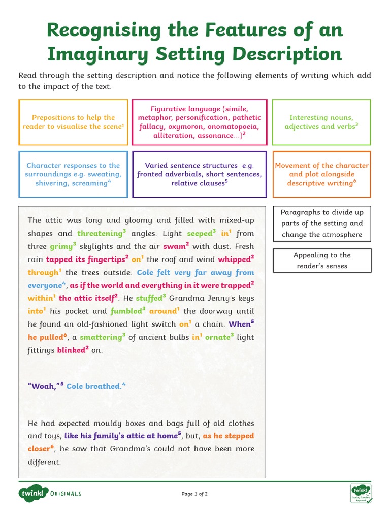 Features of An Imaginary Setting Description Example Text | PDF ...