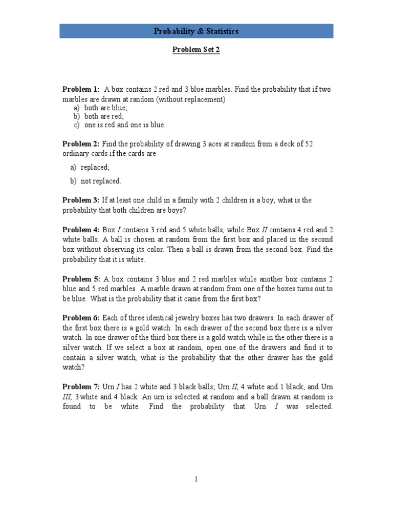 Problem Set 2 | Download Free PDF | Probability