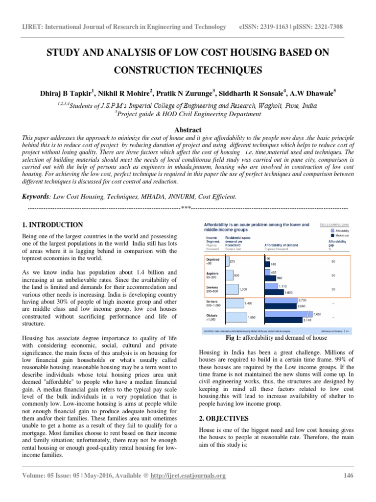 Study and Analysis of Low Cost Housing B | PDF | Affordable Housing ...