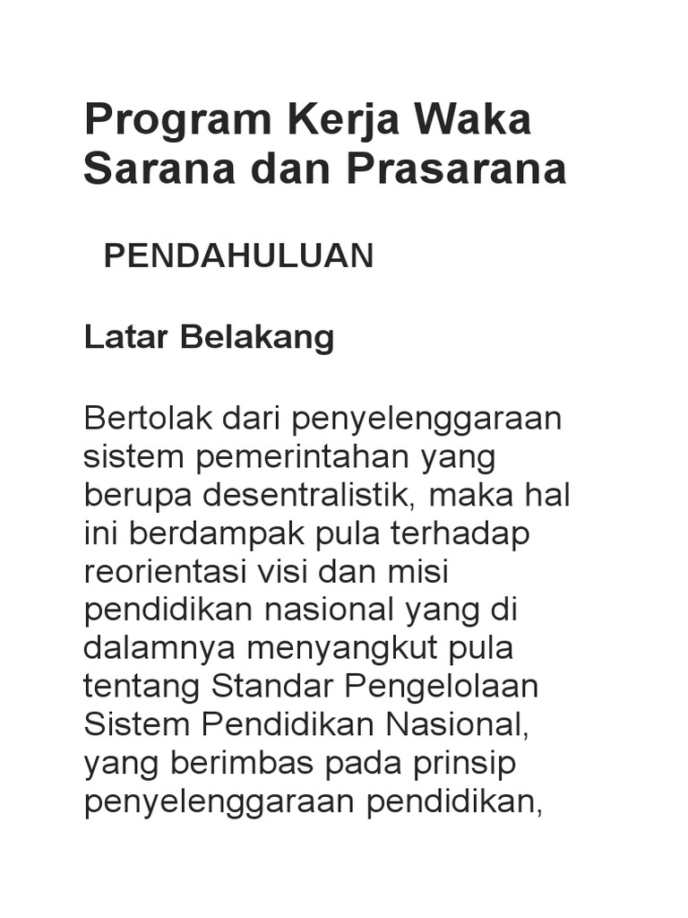 Contoh program kerja sarpras | PDF