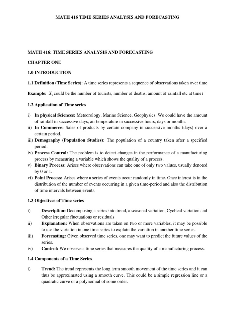 Math 416 Course Outline And Notes1 Pdf Autoregressive Model Time Series