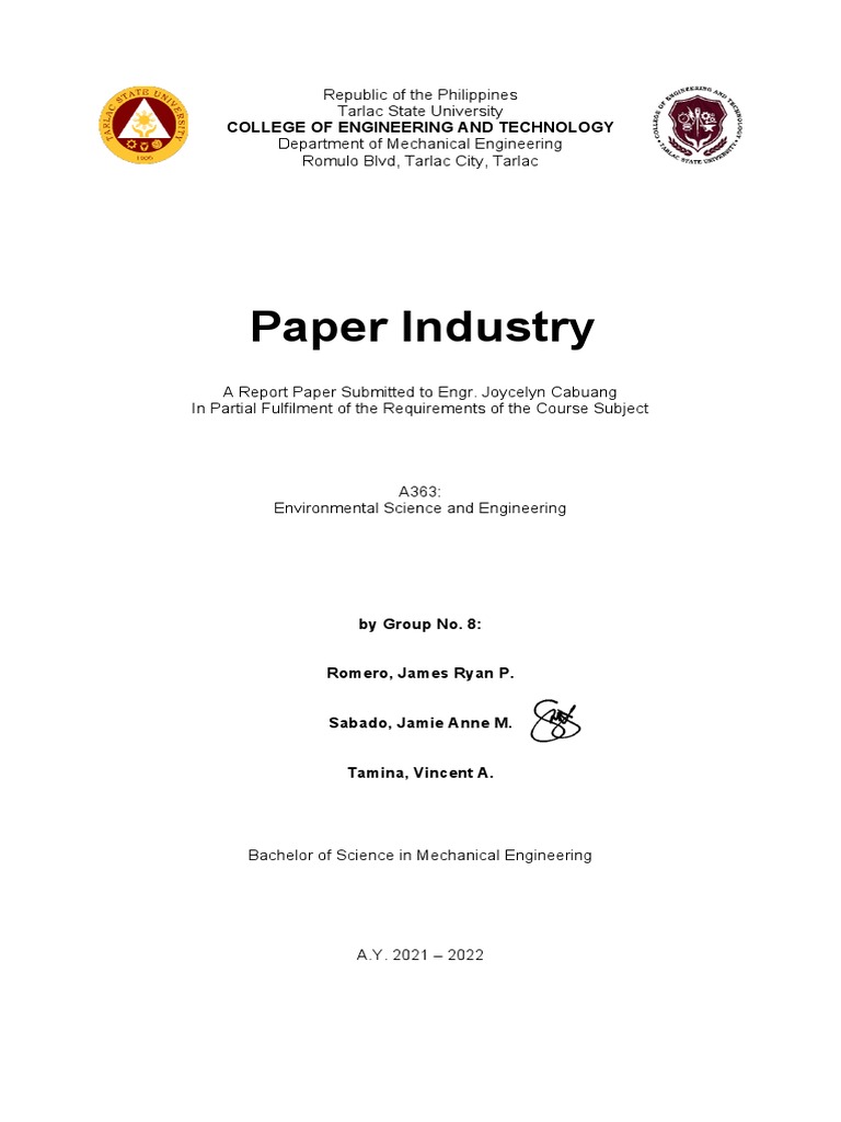 Paper Industry (Report Paper) | PDF | Paper | Pulp (Paper)