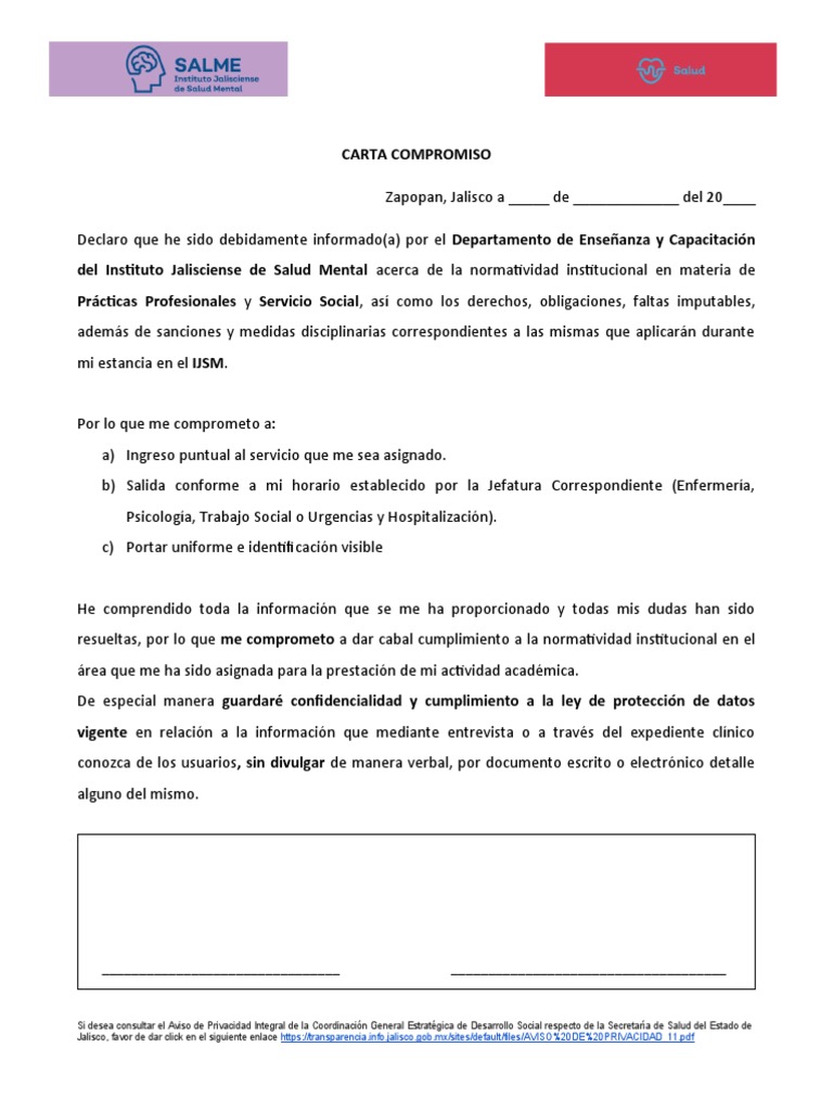 Carta Compromiso PSS | PDF