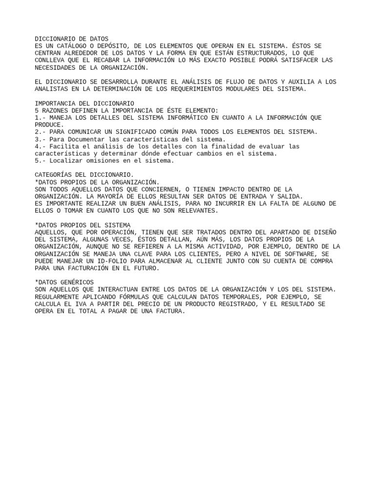 Diccionario De Datos Pdf 5879