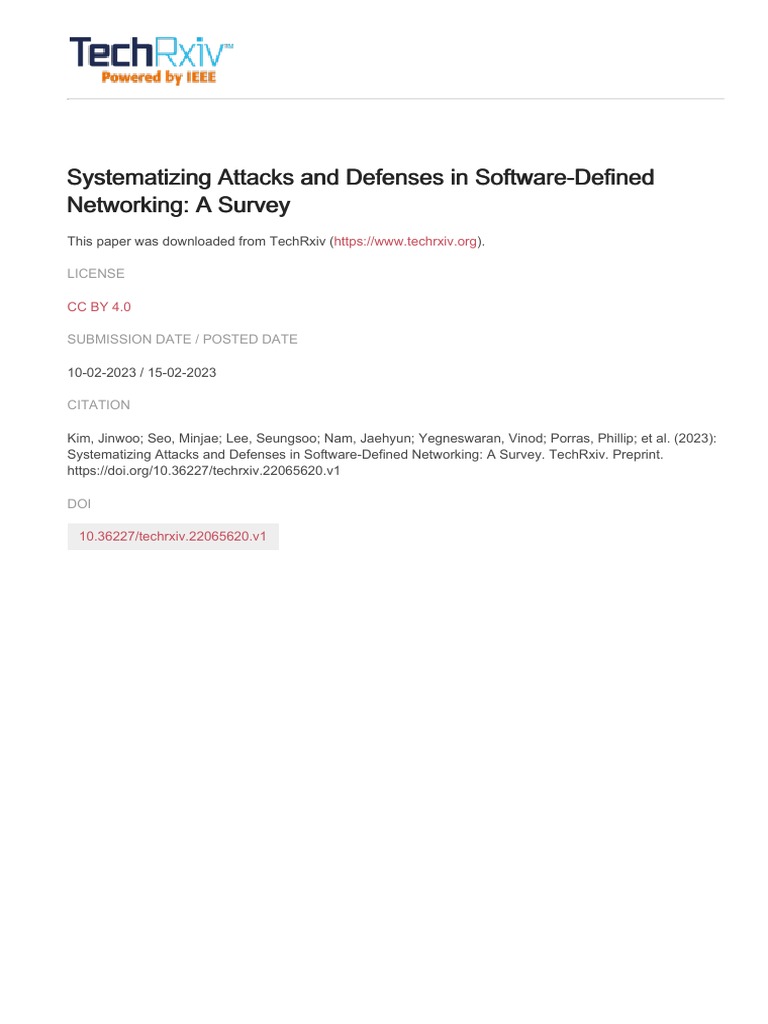 2023-Systematizing Attacks and Defenses in Software-Defined | PDF | Network Switch | Computer ...
