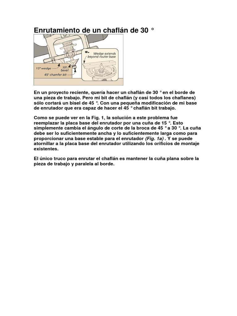Enrutamiento de Un Chaflán de 30 | PDF