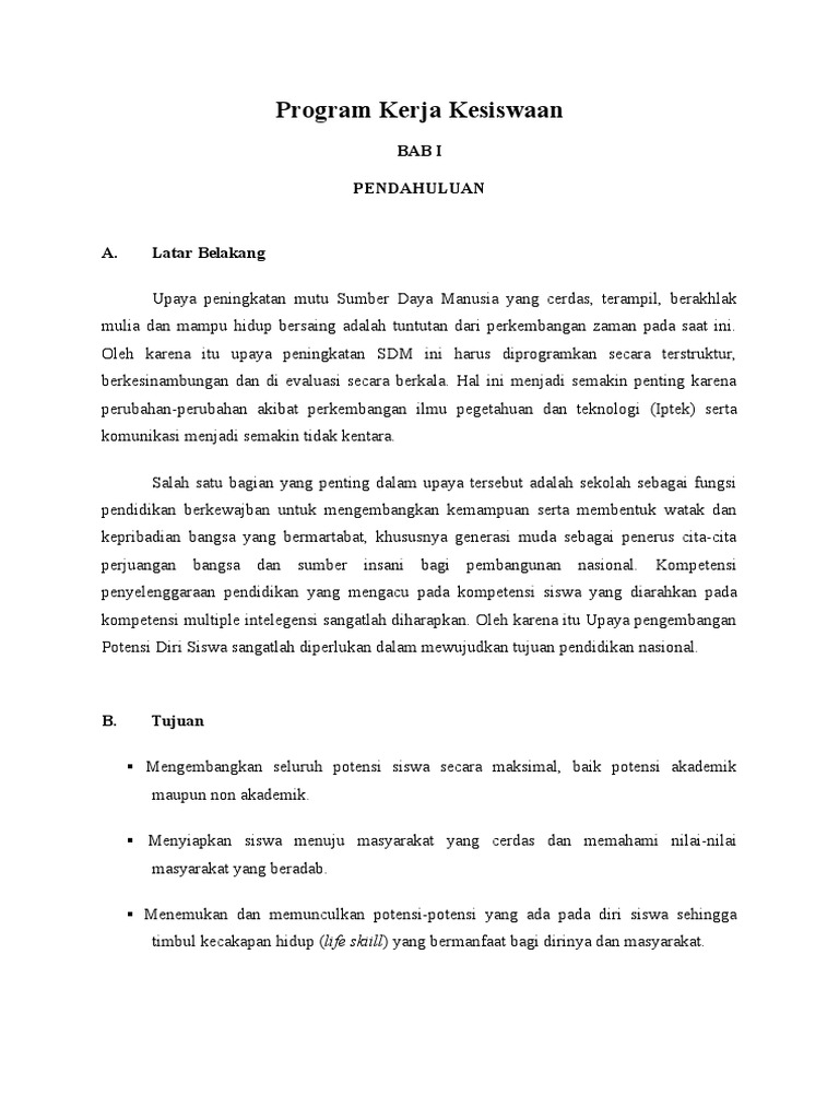Program Kerja Kesiswaan | PDF