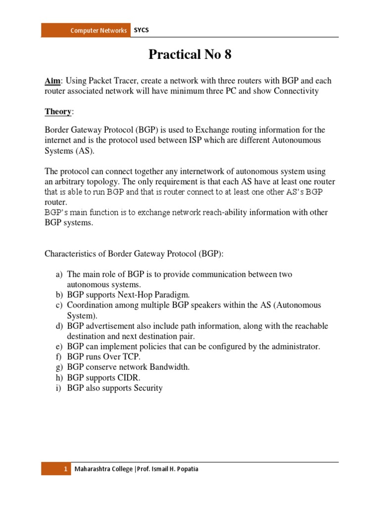 Practical No 8 | PDF | Router (Computing) | Computer Network
