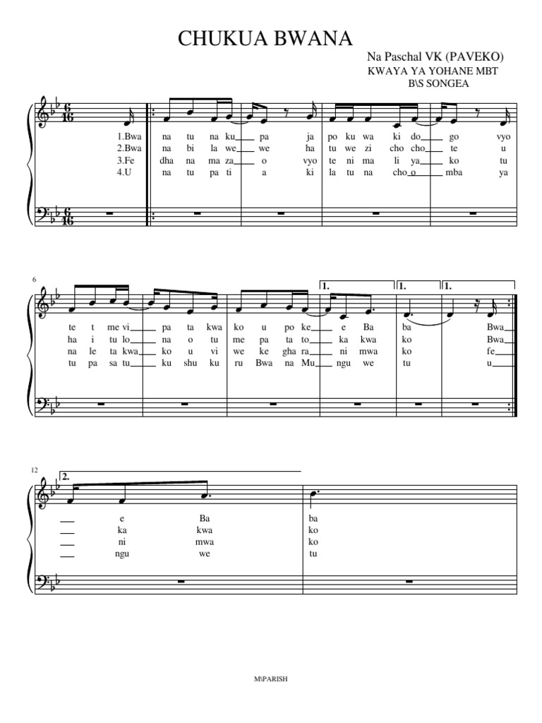 12a7a Chukua Bwana | PDF