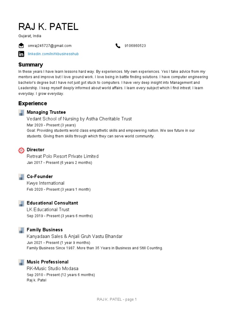 Resume RAJ K. PATEL | PDF