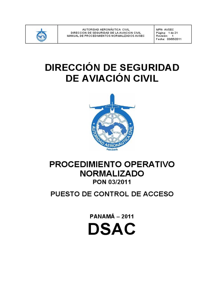 Autoridad Aeronáutica Civil Direccion de Seguridad de La Aviacion Civil Manual de Procedimientos ...