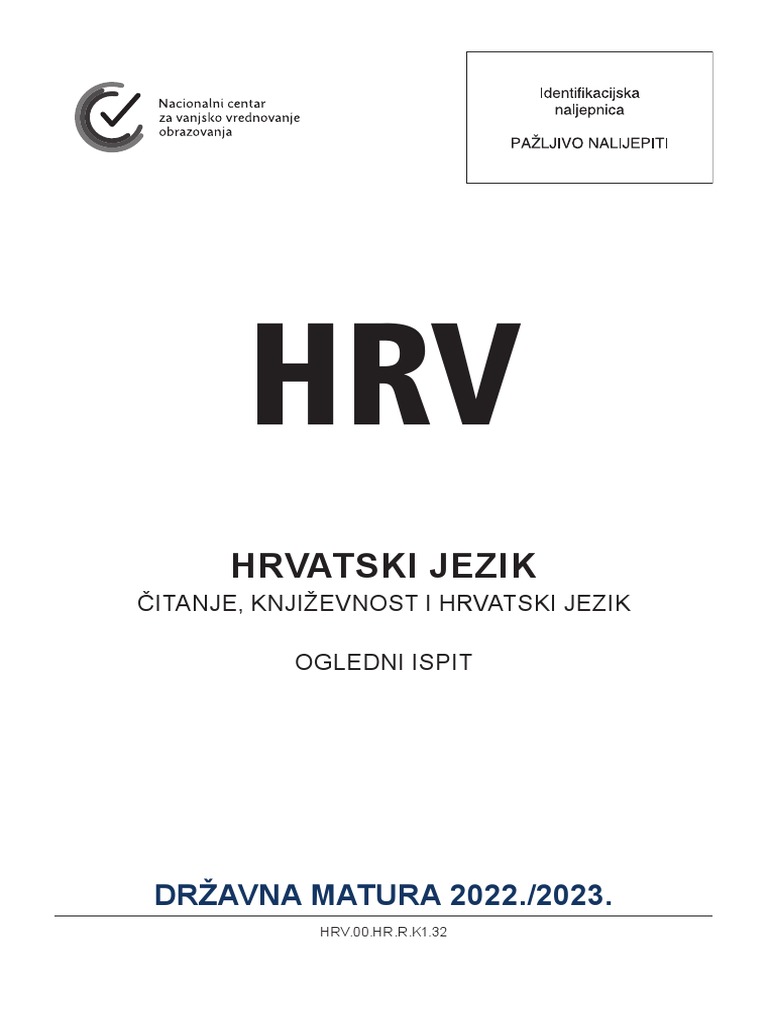 HRV Ik 1 Ogledni Ispit | PDF