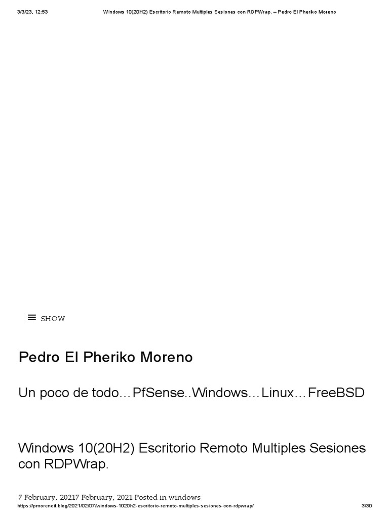 Windows 10 (20H2) Escritorio Remoto Multiples Sesiones Con RDPWrap. | PDF | Windows 10 ...