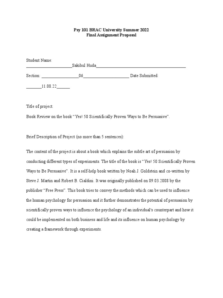 Final Assignment 2 PSY101 | PDF