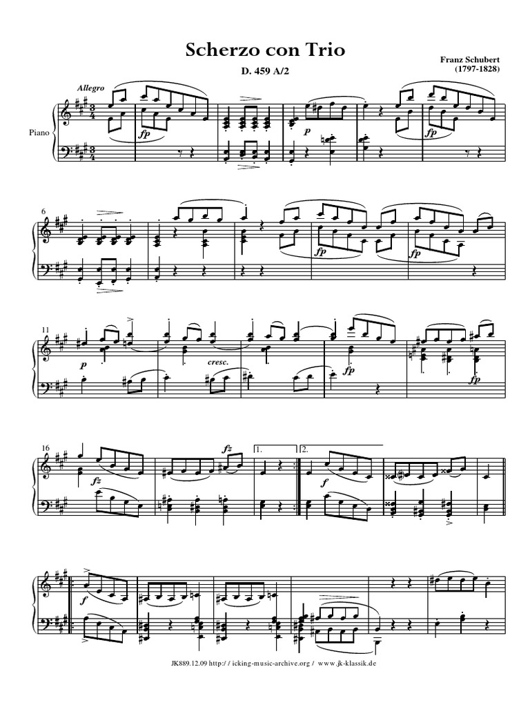 Scherzo Con Trio D.459 Schubert | PDF