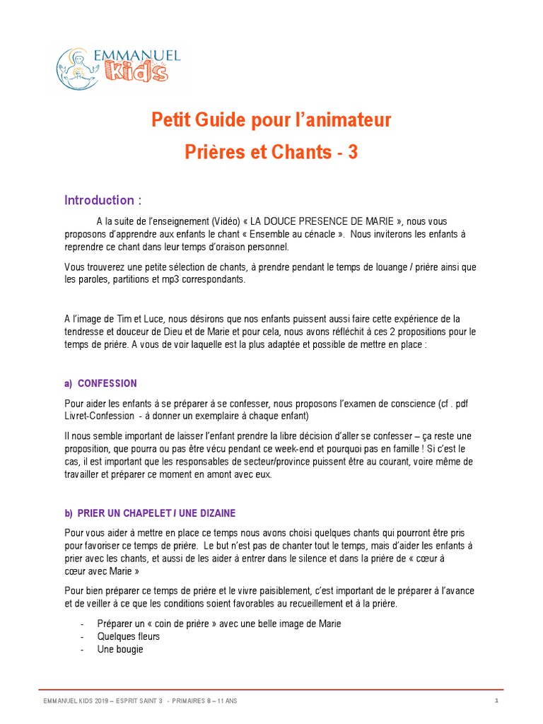 Guide Prieres Et Chants 3 Primaires 8 11 Ans | PDF | Jésus | Prière